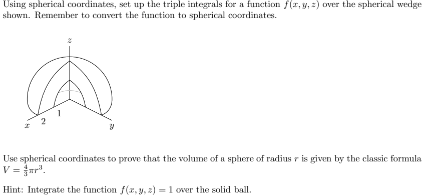 Solved Using spherical coordinates, set up the triple | Chegg.com