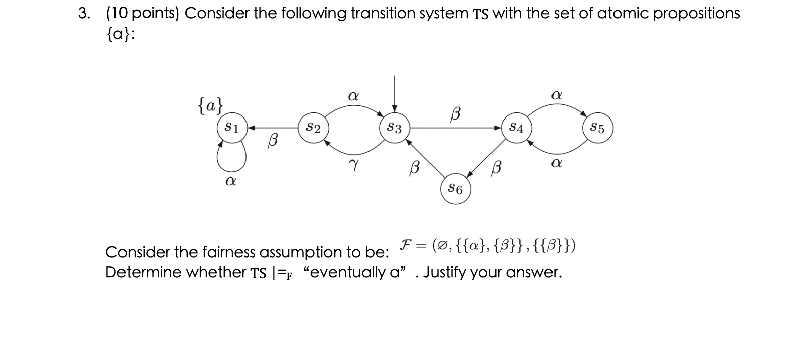 Solved 3. (10 points) Consider the following transition | Chegg.com