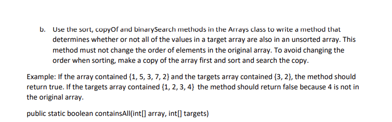 Solved B Use The Sort Copyof And Binarysearch Methods In