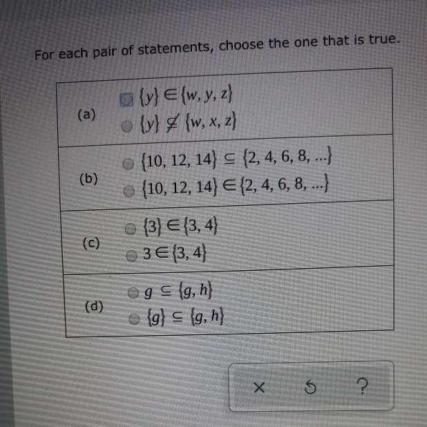 Solved For each pair of statements, choose the one that is | Chegg.com
