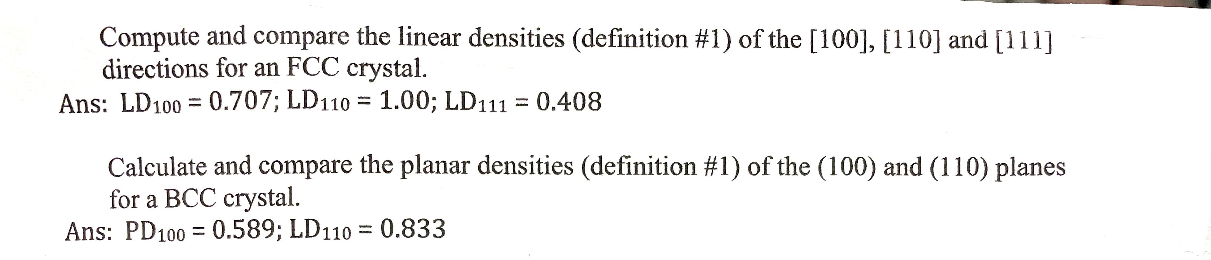 Solved Compute and compare the linear densities (definition | Chegg.com