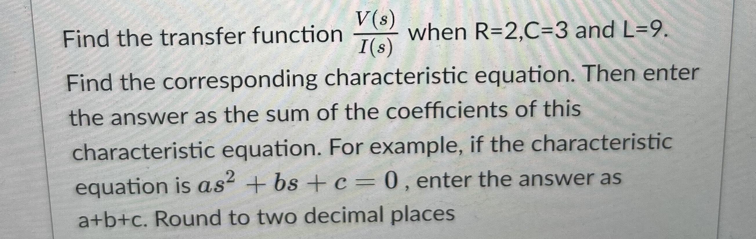 Solved Find the transfer functionwhen R=2.C=3 and | Chegg.com