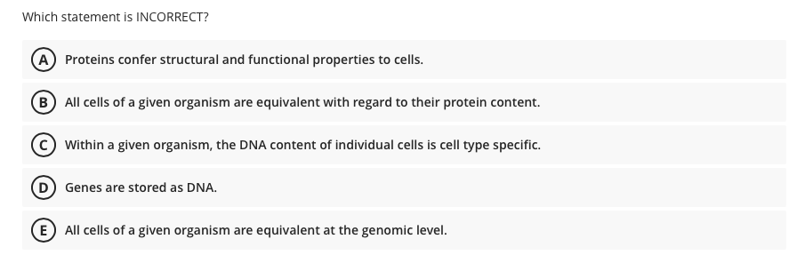 Solved Which statement is INCORRECT? A Proteins confer | Chegg.com