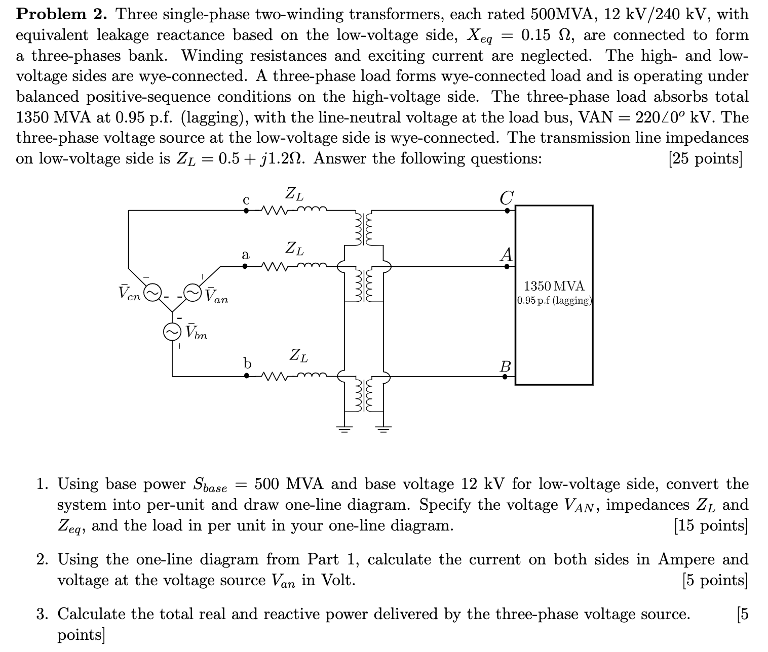 Solved Problem 2. Three single-phase two-winding | Chegg.com