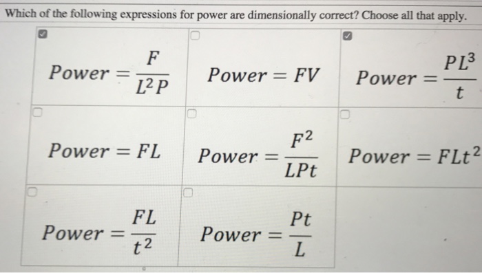 Solved Which of the following expressions for power are | Chegg.com
