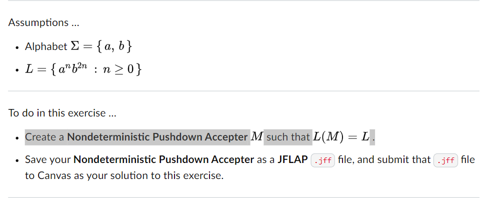 Solved - Alphabet Σ={a,b} - L={anb2n:n≥0} To do in this | Chegg.com