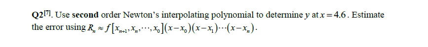 Solved Q217). Use second order Newton's interpolating | Chegg.com