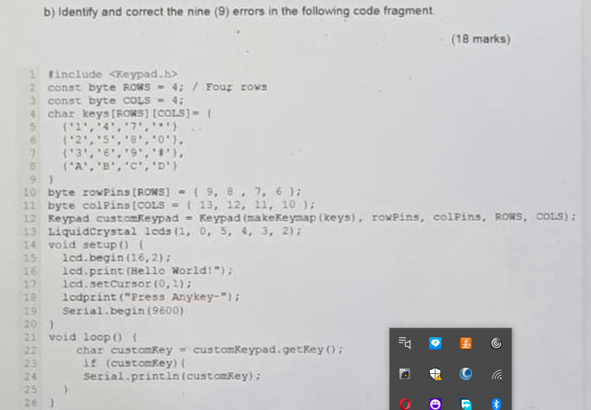 Solved b) Identify and correct the nine (9) errors in the | Chegg.com