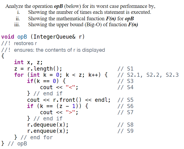 Solved Analyze the operation opB (below) for its worst case | Chegg.com
