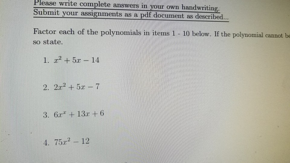 Solved Factor each of the polynomials. If the polynomial | Chegg.com