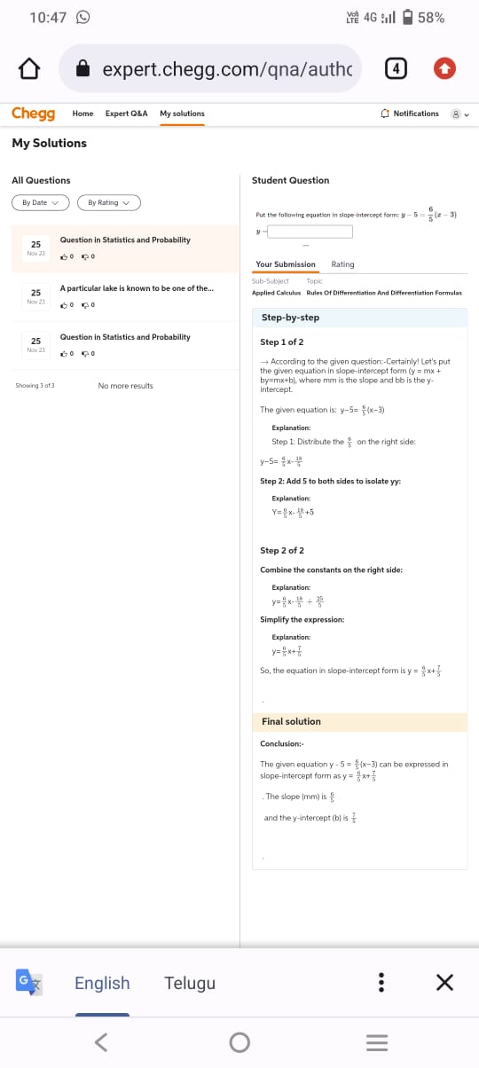 Solved My Solutions\\nAll Questions\\nQuestion in Statistics | Chegg.com