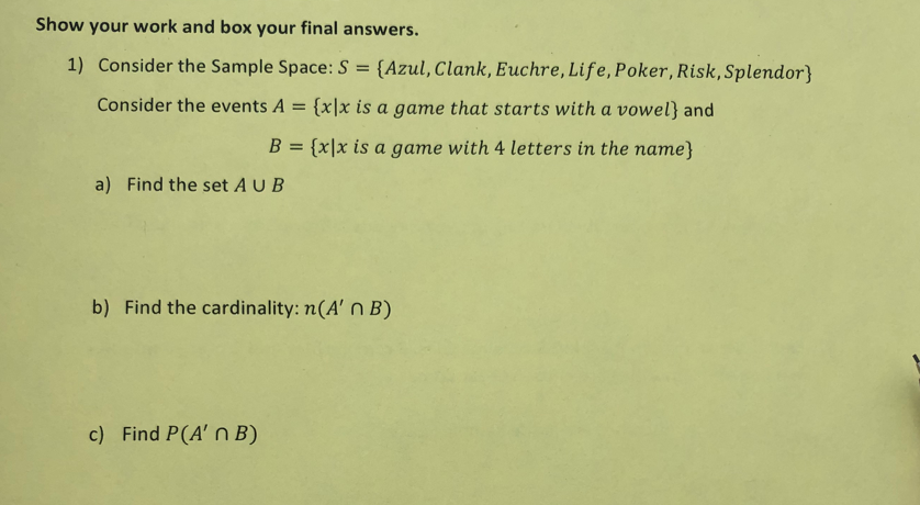 Solved Show your work and box your final answers. 1) | Chegg.com