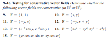Solved 9–16. Testing for conservative vector fields | Chegg.com