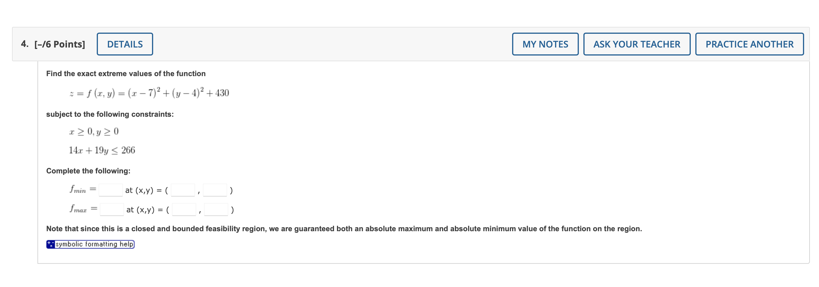 Solved Find the exact extreme values of the function | Chegg.com