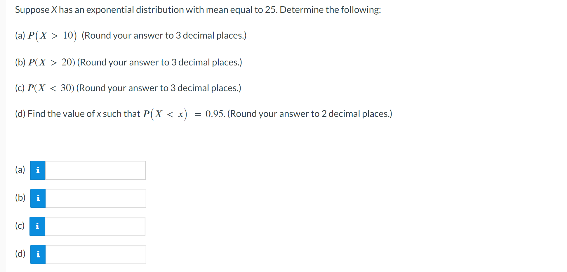 Solved Suppose X has an exponential distribution with mean | Chegg.com