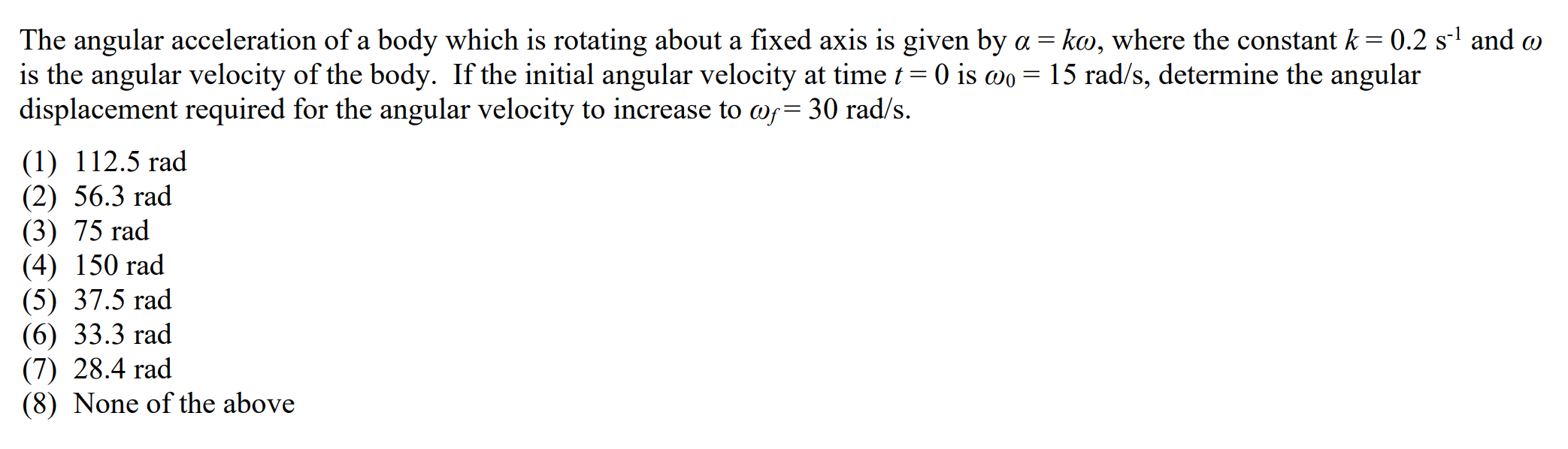 Solved The angular acceleration of a body which is rotating | Chegg.com