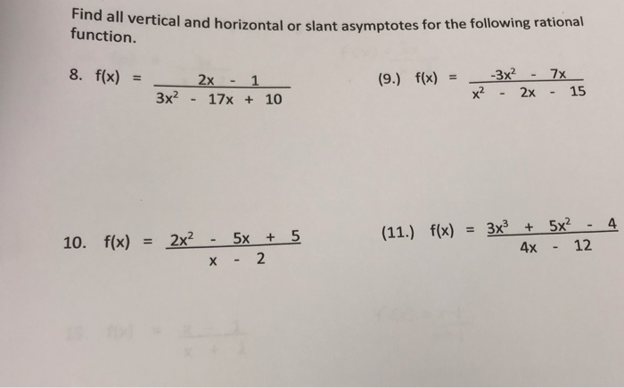 Solved Find all function. vertical and horizontal or slant | Chegg.com