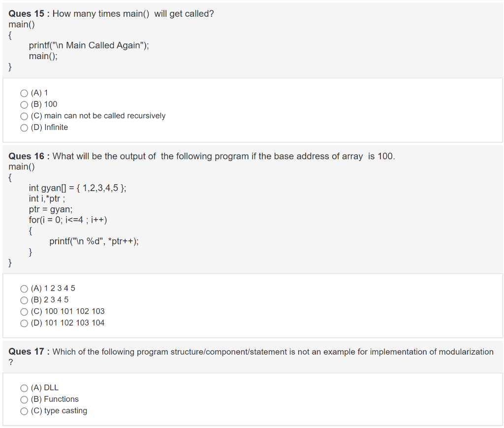 Solved Ques 13: What will be the output main() \{ (A) True | Chegg.com