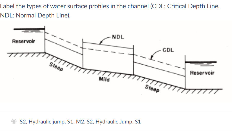 Solved -abel the types of water surface profiles in the | Chegg.com