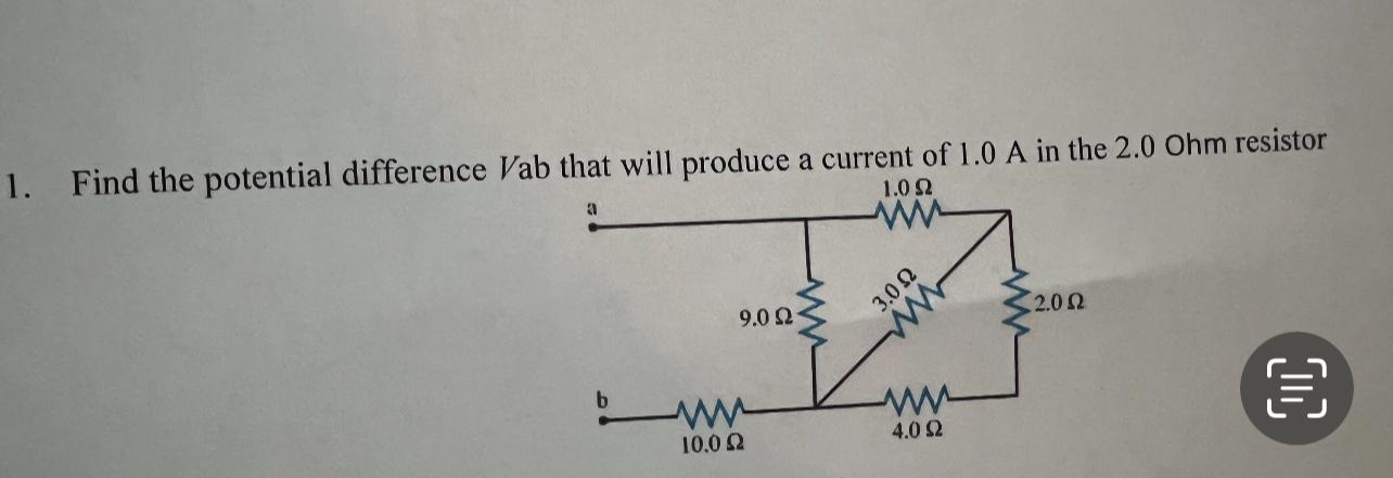 Solved Find the potential difference Vab that will produce a | Chegg.com