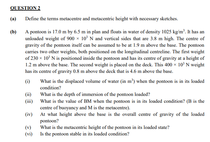 Solved (a) Define the terms metacentre and metacentric | Chegg.com