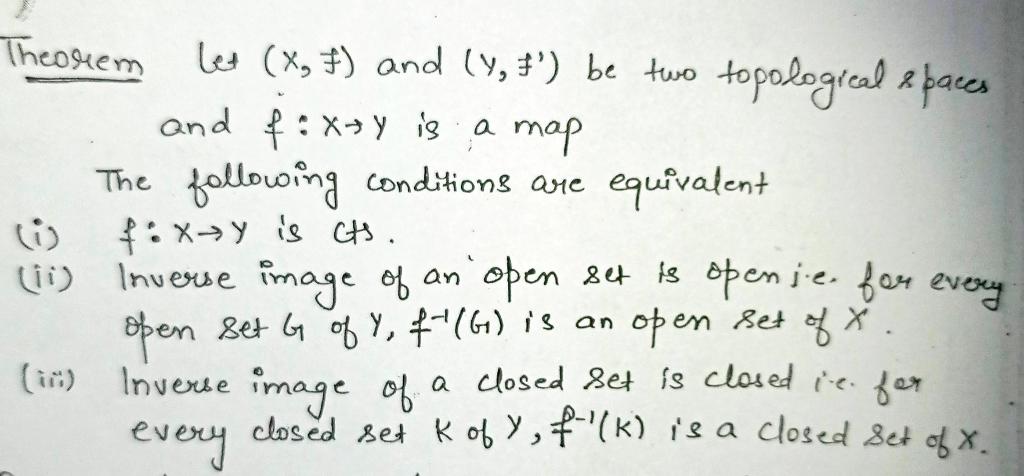 Solved Theorem let (X, f) and (Y, I') be two topological & | Chegg.com