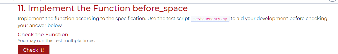 Solved 11. Implement the Function before_space Implement the | Chegg.com