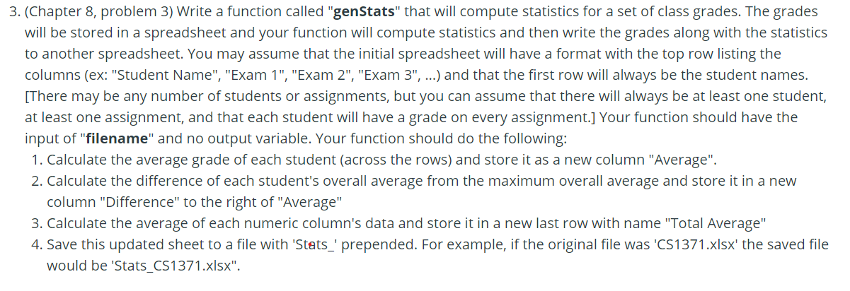 3. (Chapter 8, problem 3) Write a function called | Chegg.com
