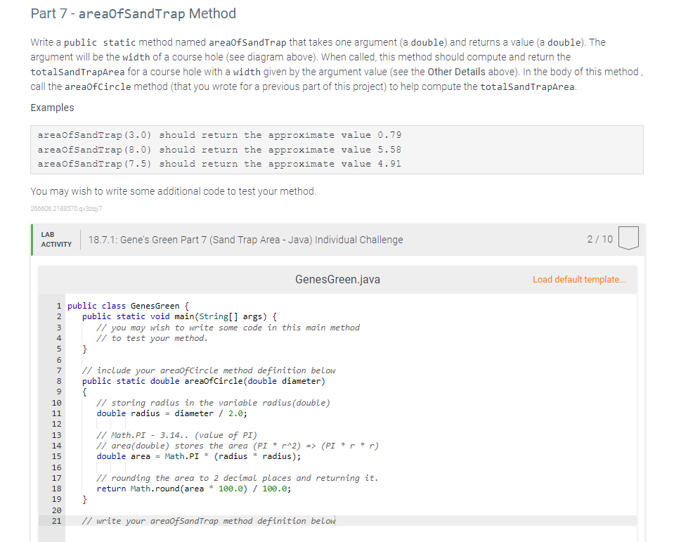 Solved 18.7.1: Gene's Green Part 7 (Sand Trap Area - | Chegg.com