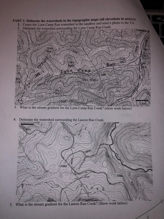 Solved PART 1: Delineate the watersheds in the topographic | Chegg.com