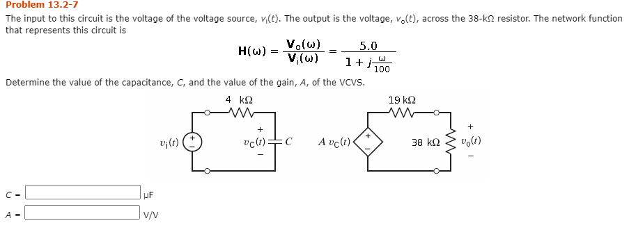 Solved Problem 13.2-7 The input to this circuit is the | Chegg.com