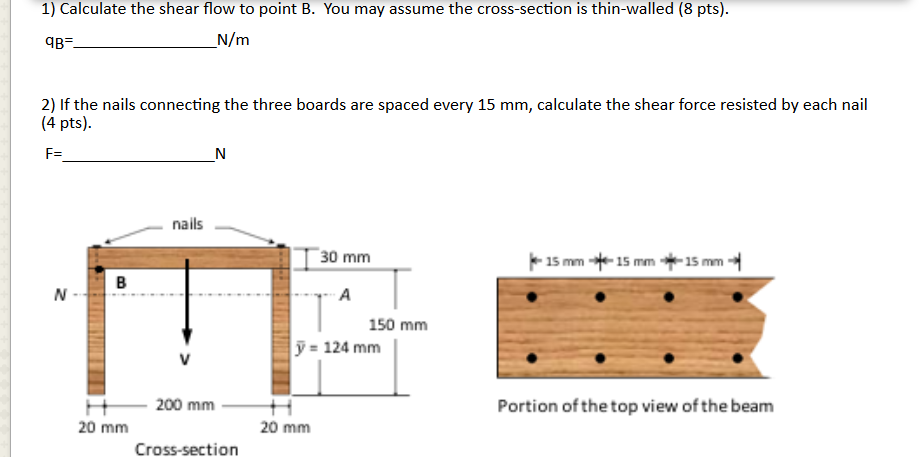 Solved 1) Calculate the shear flow to point B. You may | Chegg.com