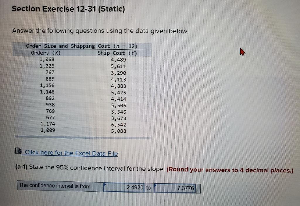 Solved Section Exercise 12−31 (Static) Answer the following | Chegg.com