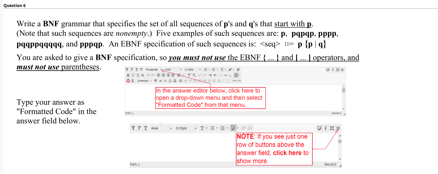 Question 6 Write A Bnf Grammar That Specifies The 