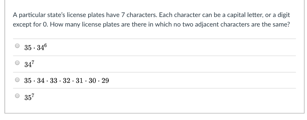 Solved A particular state's license plates have 7 | Chegg.com