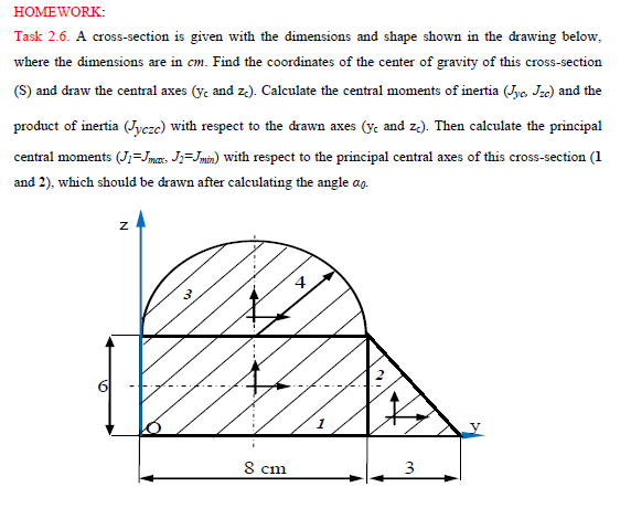 Solved HOMEWORK: Task 2.6. A cross-section is given with the | Chegg.com