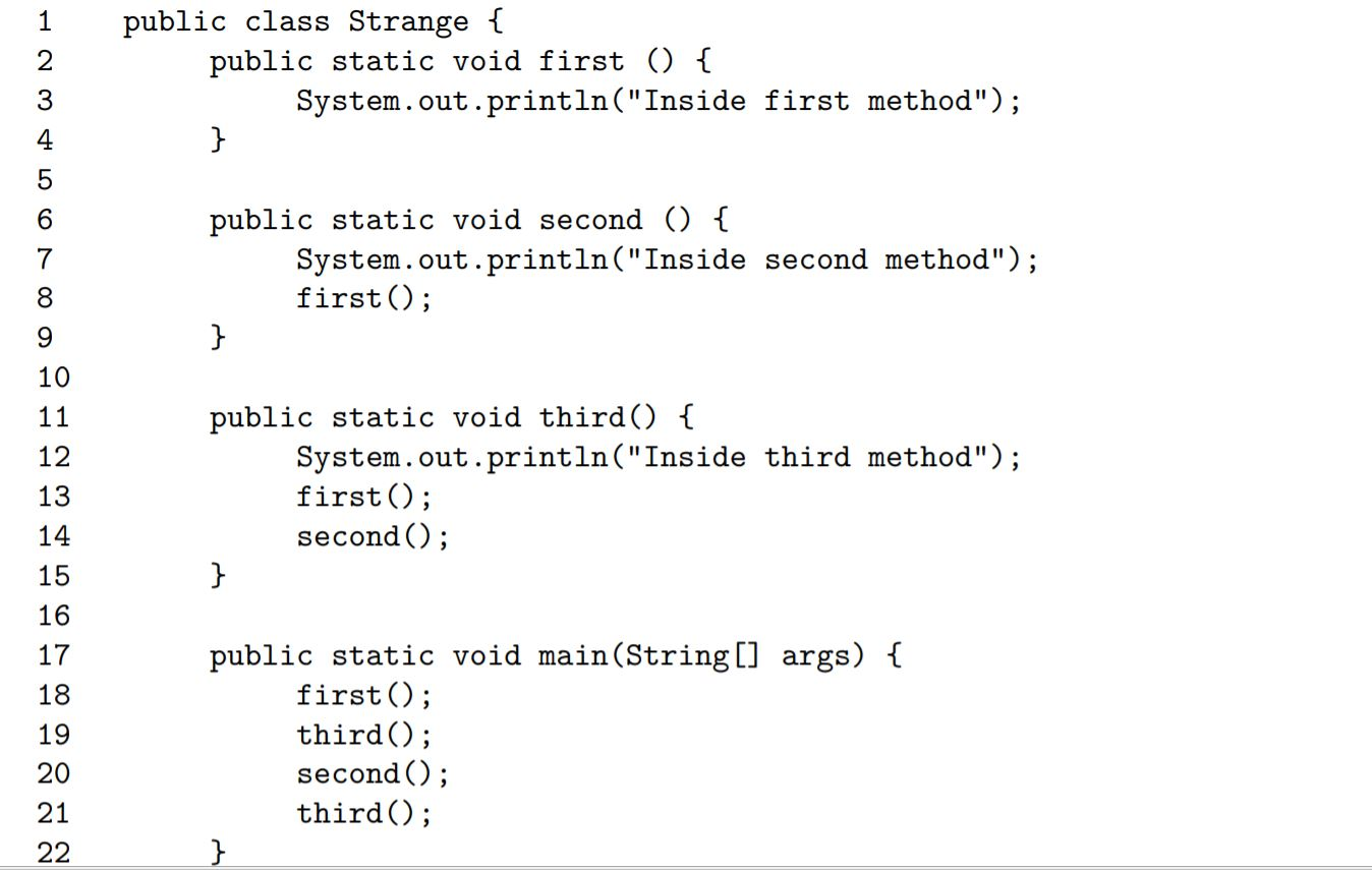 Solved 1 2 3 4 public class Strange { public static void | Chegg.com