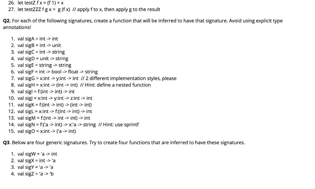 F Programming Type Inference Q1 For Each Of The