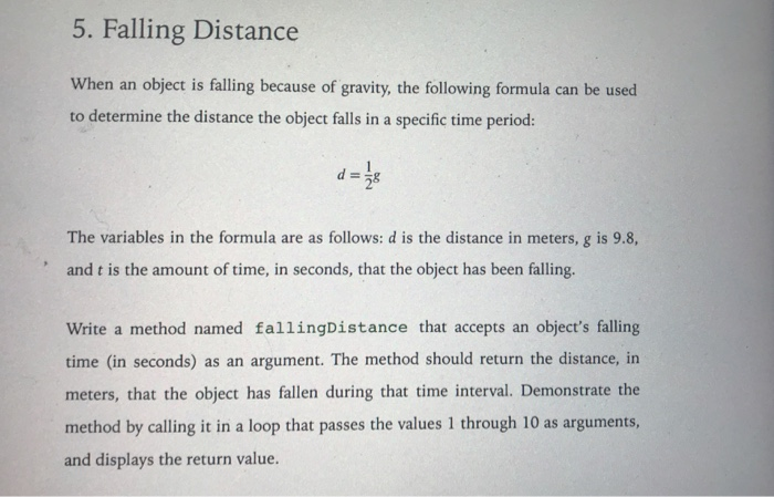 Solved 5. Falling Distance When an object is falling because | Chegg.com