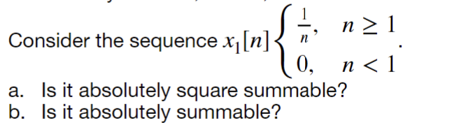 Solved Consider the sequence x1[n]{n1,0,n≥1n