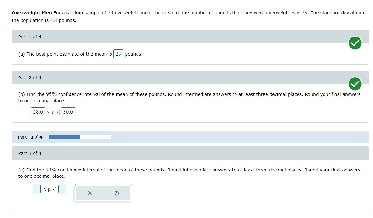Solved Overweight Men For a random sample of 70 ﻿overweight | Chegg.com