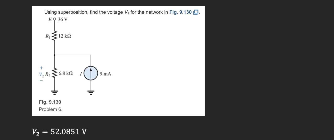 Solved Using superposition, find the voltage V2 for the | Chegg.com