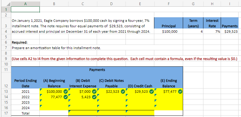 Solved (Use cells A2 to 14 from the given information to | Chegg.com