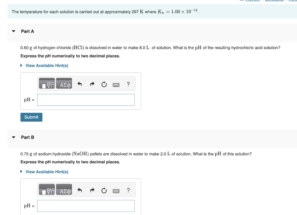 Solved The temperature for each solution is carried out at | Chegg.com