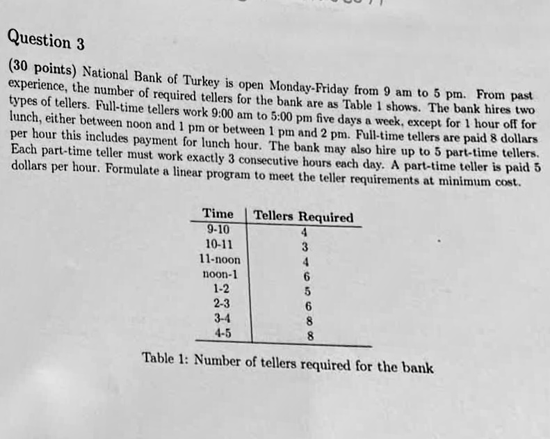 Solved National Bank of Turkey is open Monday-Friday from 9 | Chegg.com