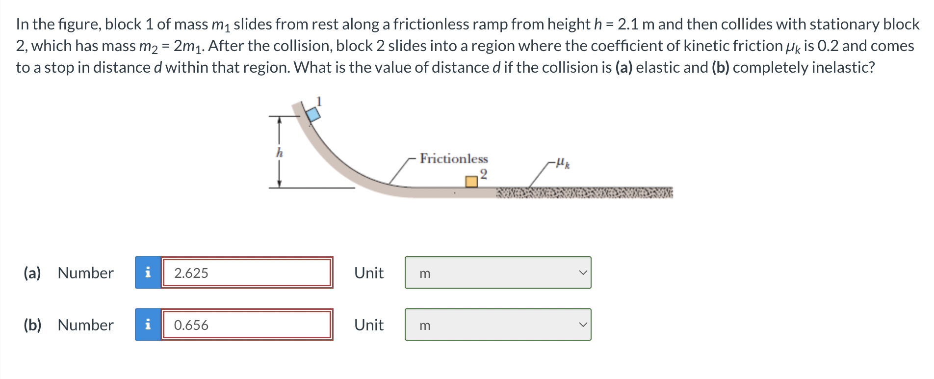 Solved In the figure, block 1 of mass m1 slides from rest | Chegg.com
