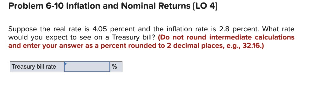 Solved Problem 6-10 Inflation and Nominal Returns [LO 4] | Chegg.com