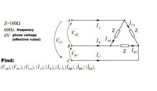 Solved Knowing that the phase voltage is 6V (effective | Chegg.com