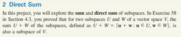 Solved 2 Direct Sum In this project, you will explore the | Chegg.com