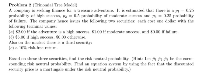 Solved Problem 2 (Trinomial Tree Model) A company is seeking | Chegg.com
